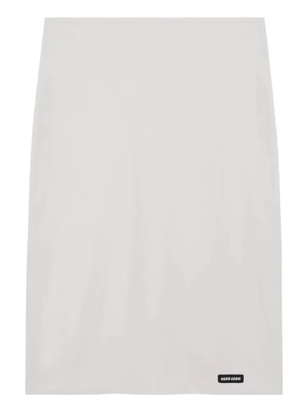Miu Miu Pencil Skirt In Stretch Poplin, Talc - White