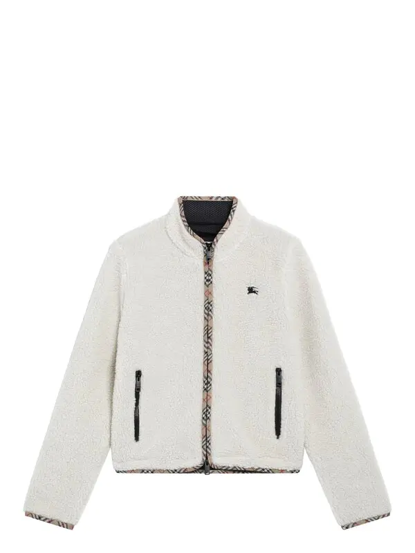 Burberry Cropped Jacket In Wool And Cashmere Blend - White