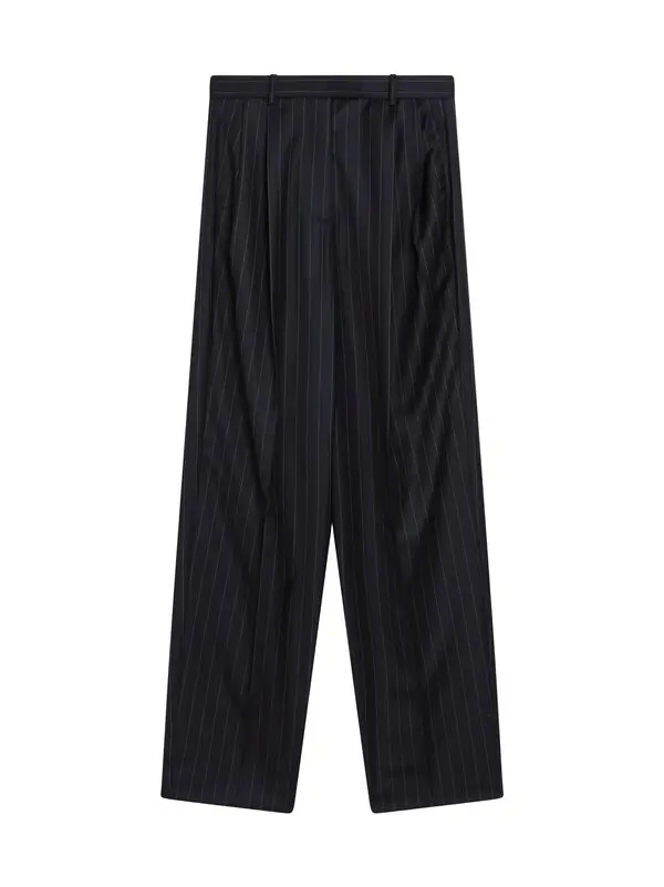 Givenchy Navy Pinstripe Wool Trousers - Blue