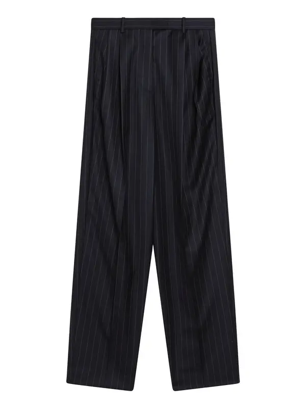 Givenchy Navy Pinstripe Wool Trousers - Blue
