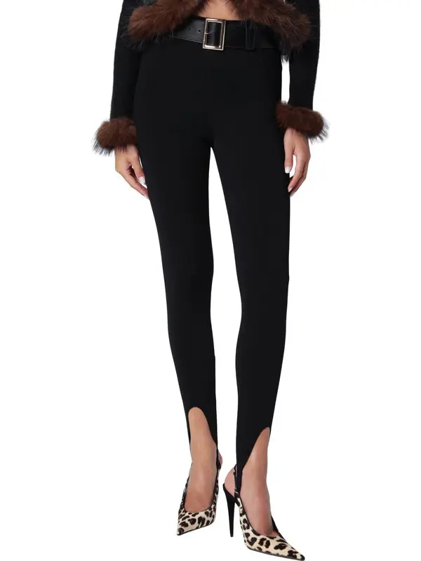 SELF-PORTRAIT Knitted Stirrup Leggings - Black