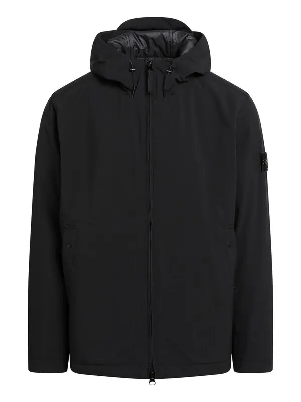 Stone Island Hooded Jacket In Technical Fabric - Black
