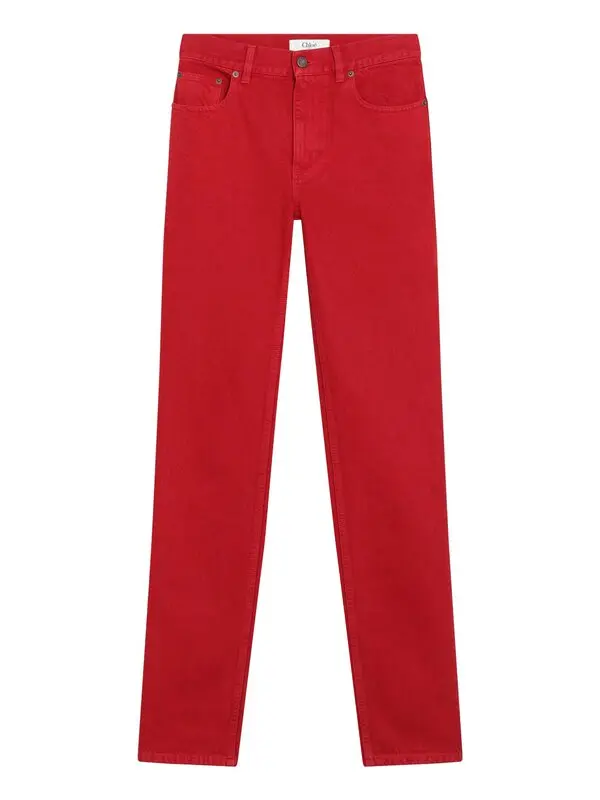 Chloé Berry Cotton Denim Jeans - Red