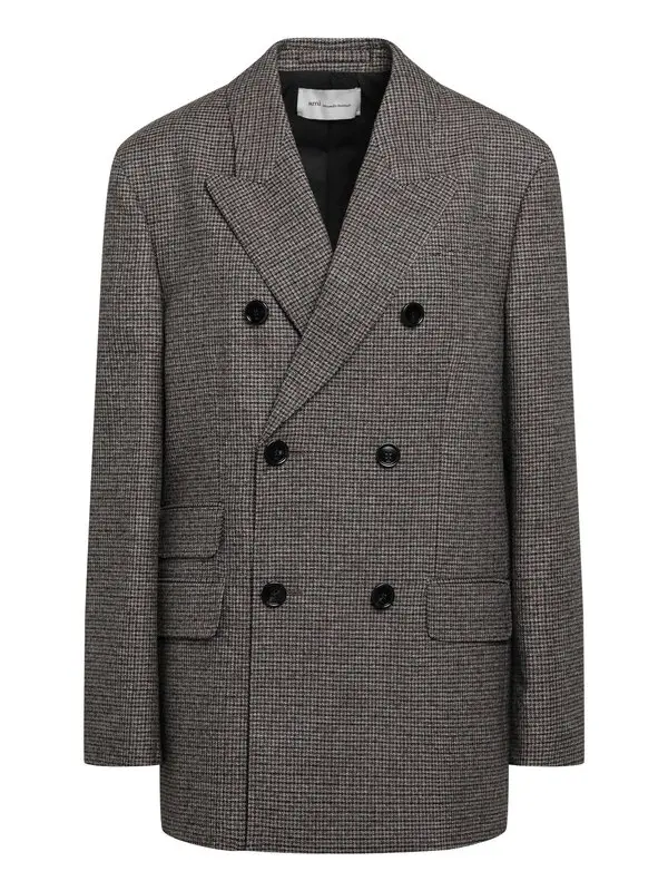 AMI Paris And Black Double-breasted Wool Blazer - Brown