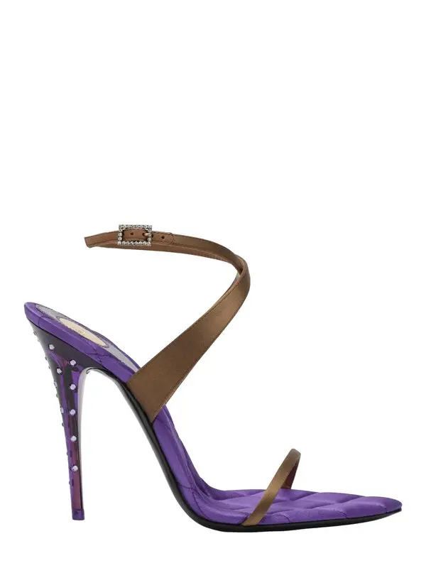 Saint Laurent Cognac-colored Ivresse Sandals In Crãªpe Satin - Brown