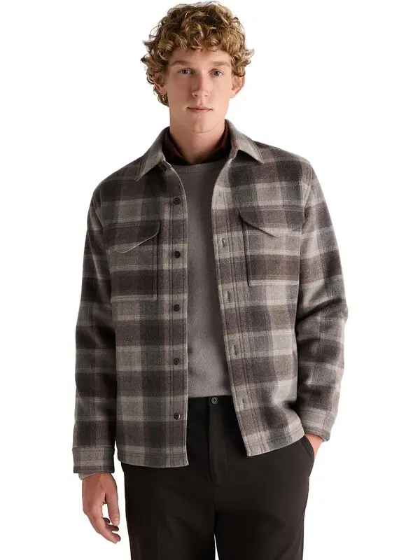 Quince Wool Cashmere Overshirt - Brown Shadowplaid