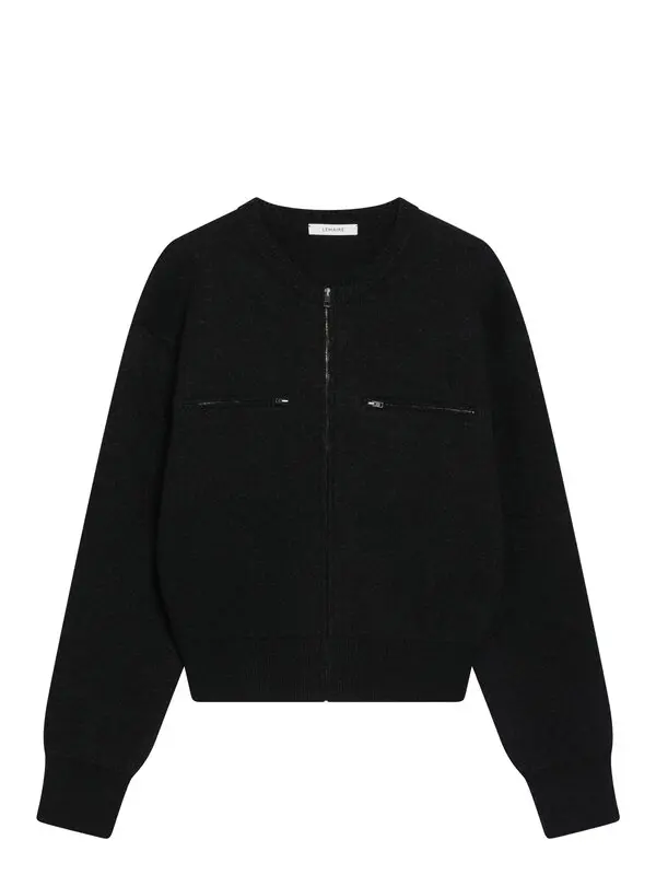 LEMAIRE Charcoal-colored Alpaca Blend Zip-up Sweater - Black