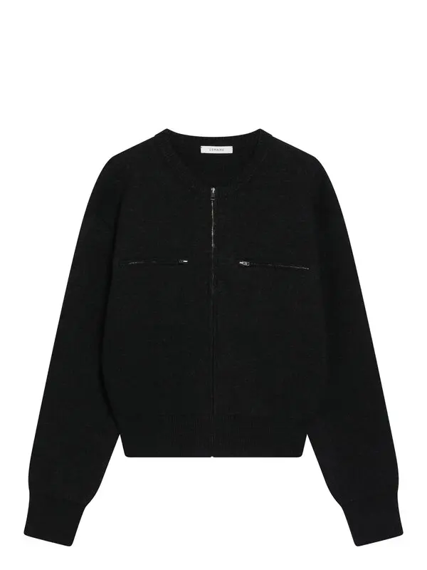 LEMAIRE Charcoal-colored Alpaca Blend Zip-up Sweater - Black