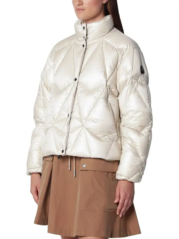 Moose Knuckles Iceberg Quilt Down Alabaster Nylon Down Jacket - White