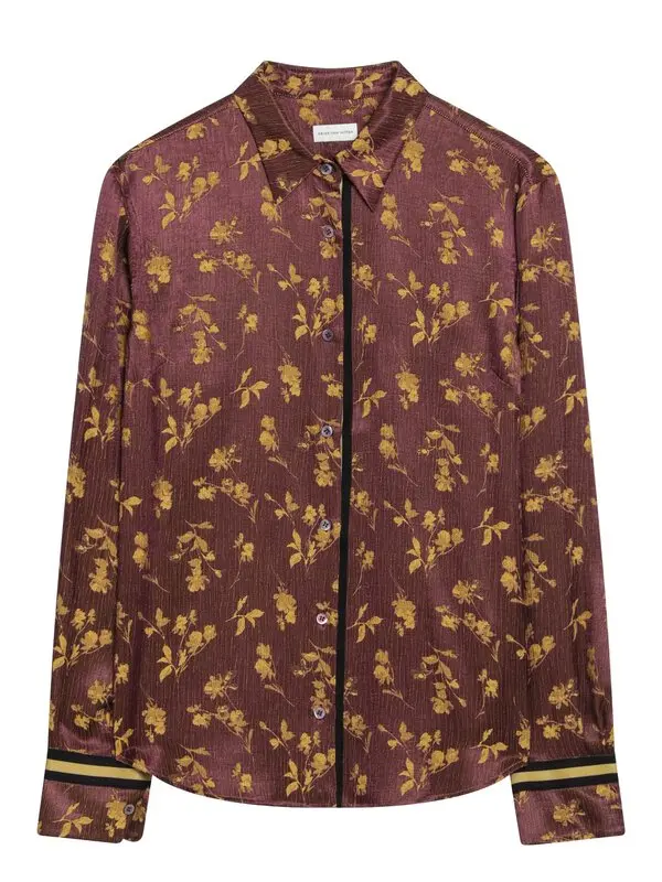 Dries Van Noten Floral Jacquard Shirt In Viscose Blend - Purple