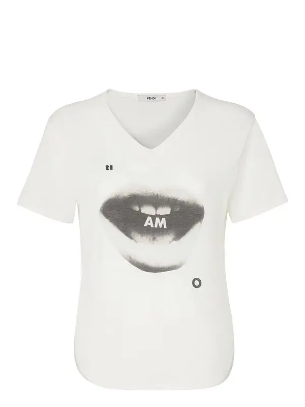 Fendi T-shirt In Jersey Con Stampa Ti Amo - White