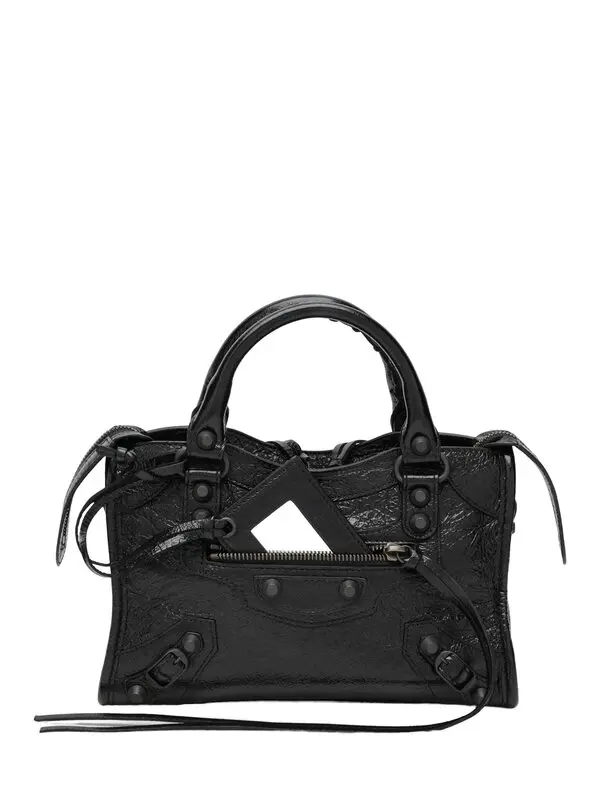 Balenciaga Le City Mini Handbag In Arena Lambskin - Black
