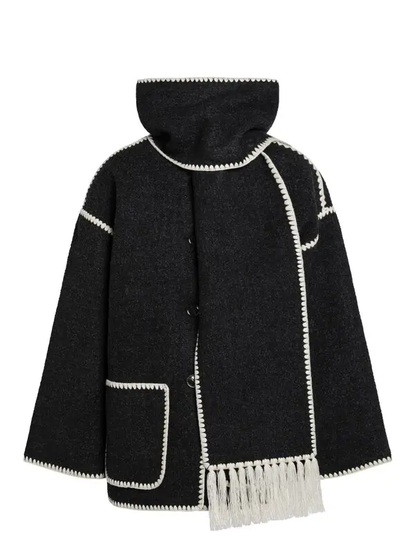TOTEME Dark Grey Melange Jacket With Scarf - Gray