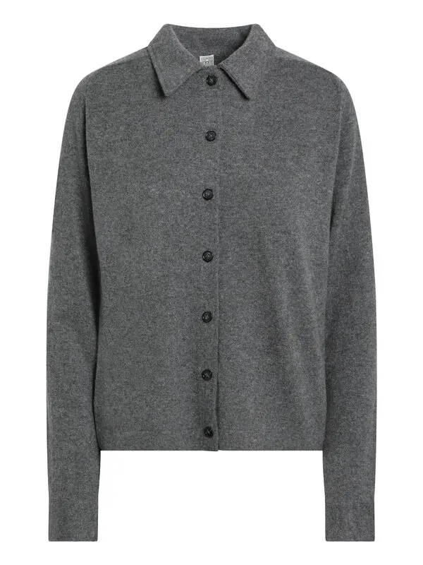 TOTEME Dark Grey Melange Cashmere Cardigan - Gray