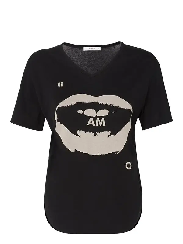 Fendi T-shirt In Jersey Con Stampa Ti Amo - Black