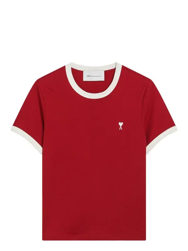 AMI Paris De Cå“ur Ruby Cotton T-shirt - Red