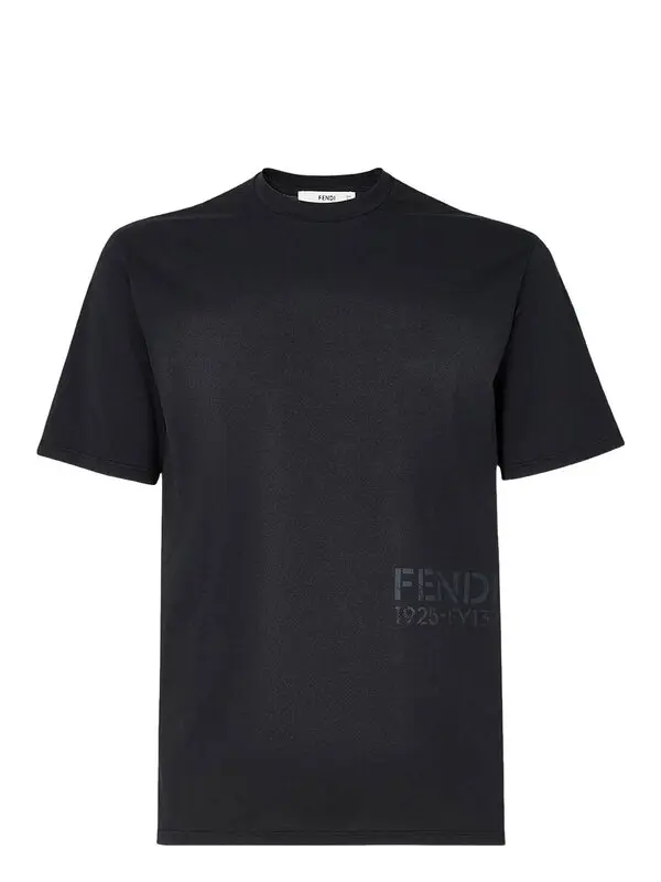 Fendi T-shirt In Cotone Con Stampa Stencil - Black