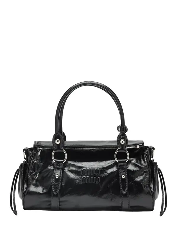 Miu Miu Shiny Leather Handbag - Black
