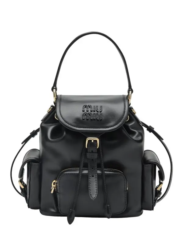 Miu Miu Medium Backpack In Leather - Black