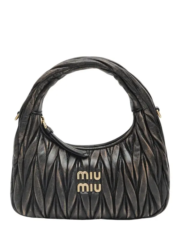 Miu Miu Coffee Wander Bag In Quilted Nappa - Black
