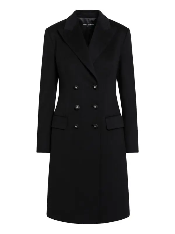 Dolce & Gabbana Double-breasted Coat In Wool - Black