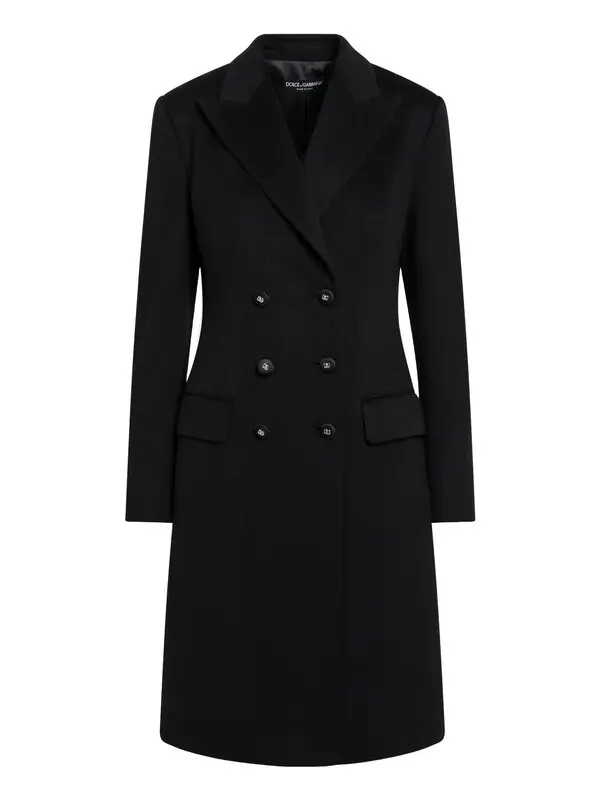 Dolce & Gabbana Double-breasted Coat In Wool - Black