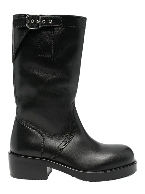 Dries Van Noten Stivali Biker In Pelle - Black