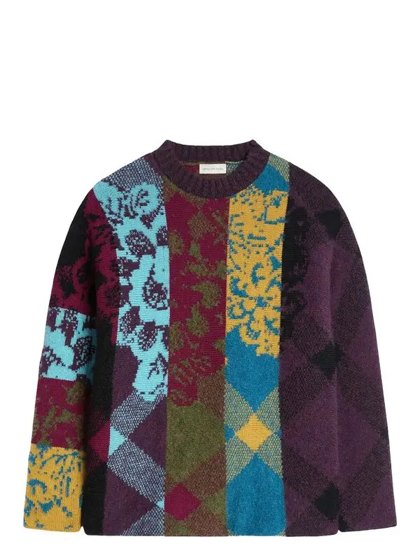 Dries Van Noten Maglione Matadi In Lana Patchwork - Multicolor