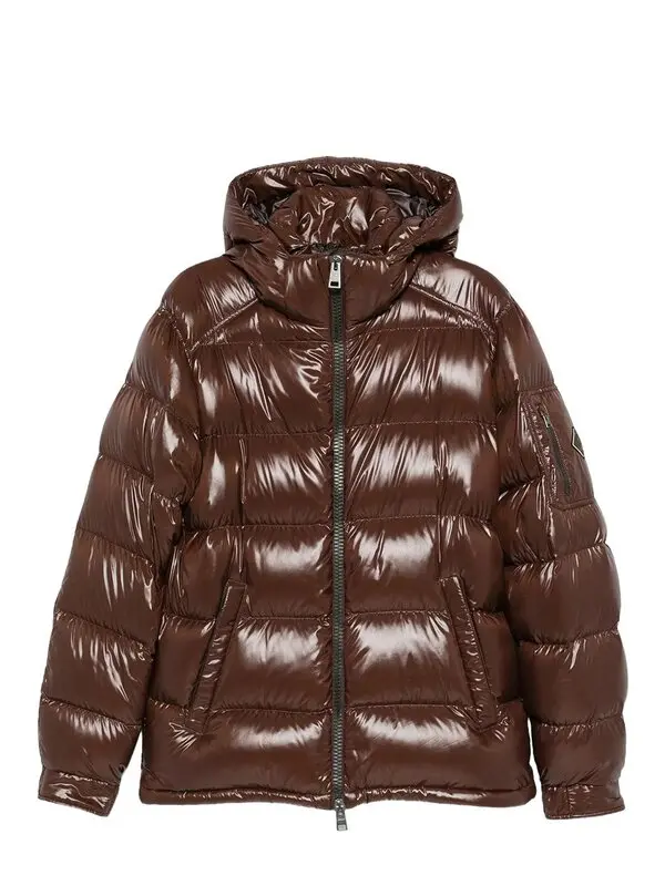 Herno Piumino Effetto Lucido Con Cappuccio - Brown
