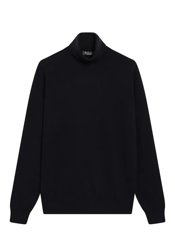 Loro Piana Classic Turtleneck In Navy Baby Cashmere - Blue