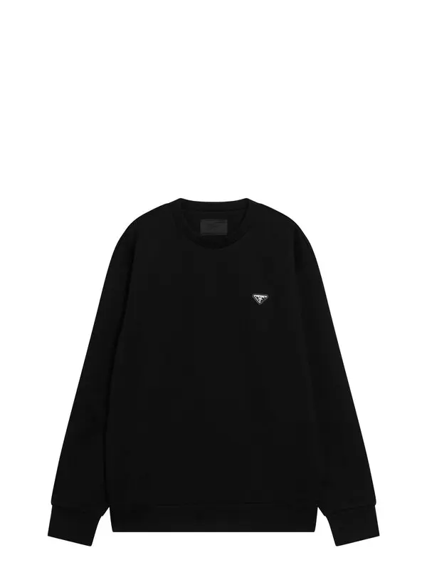 Prada Crewneck Sweatshirt In Technical Cotton - Black
