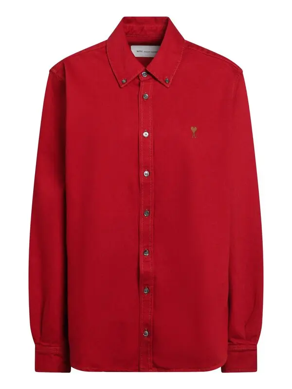 AMI Paris De Cå“ur Ruby Cotton Shirt - Red