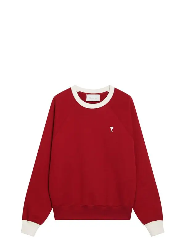 AMI Paris De Coeur Sweatshirt /ivory - Red