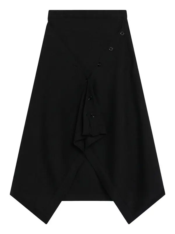 LEMAIRE Merino Wool Blend Midi Skirt - Black