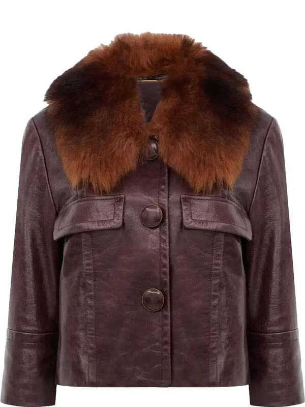 Chloé Giacca Corta In Pelle Con Colletto In Shearling Rimovibile - Multicolor