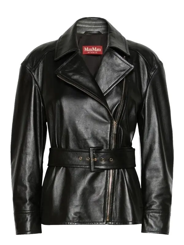Max Mara Nappa Leather Giusto Jacket - Black