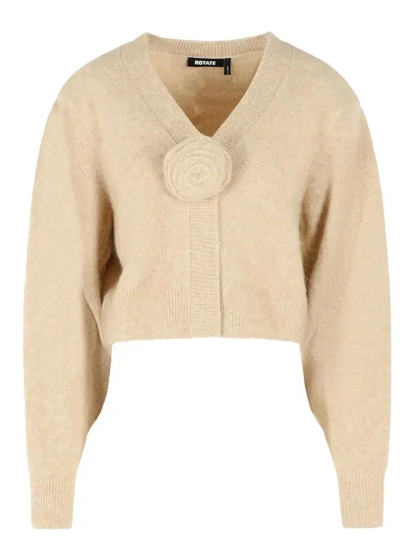 ROTATE BY BIRGER CHRISTENSEN Beige Alpaca Blend Cardigan - Cream