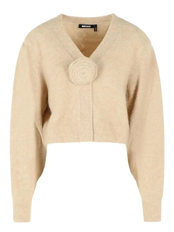 ROTATE BY BIRGER CHRISTENSEN Beige Alpaca Blend Cardigan - Cream