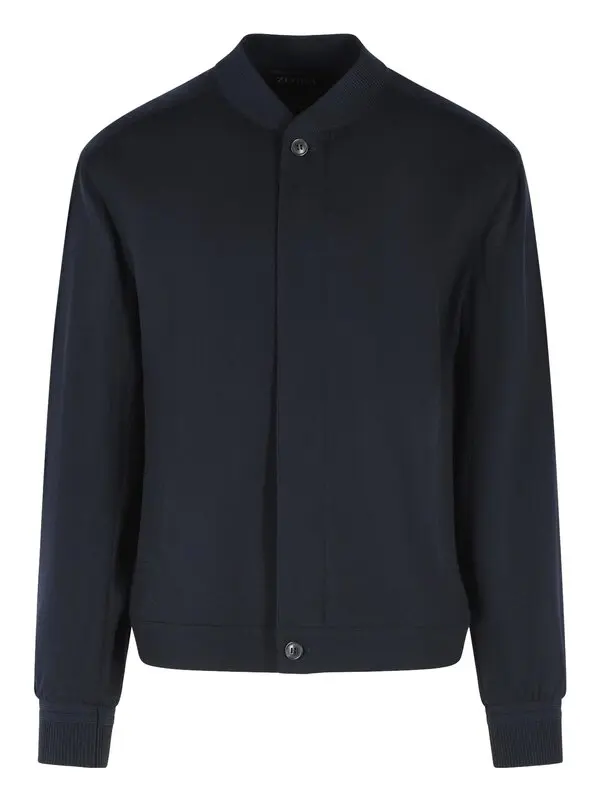 Zegna Oasi' Navy Cashmere Bomber Jacket - Blue