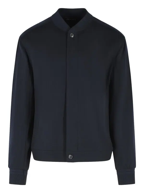 Zegna Oasi' Navy Cashmere Bomber Jacket - Blue