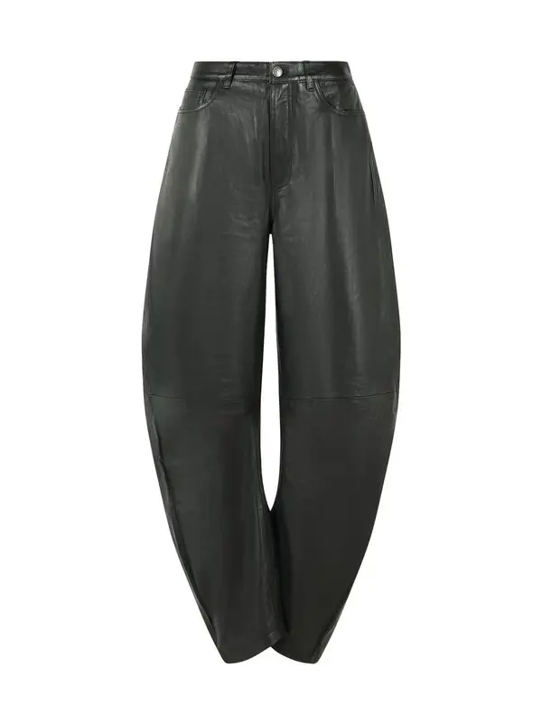 ROTATE BY BIRGER CHRISTENSEN Barrel Pants In Leather - Black