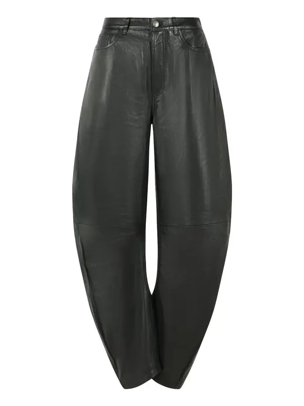 ROTATE BY BIRGER CHRISTENSEN Barrel Pants In Leather - Black