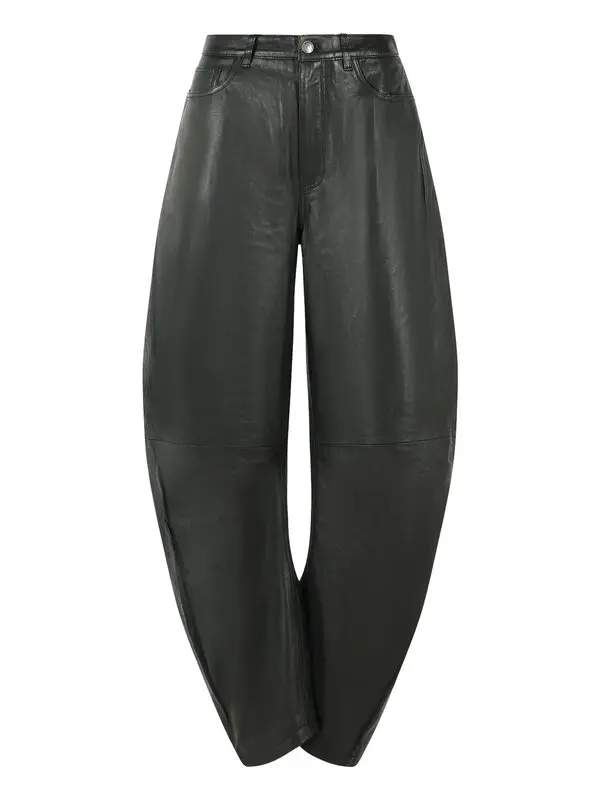 ROTATE BY BIRGER CHRISTENSEN Barrel Pants In Leather - Black