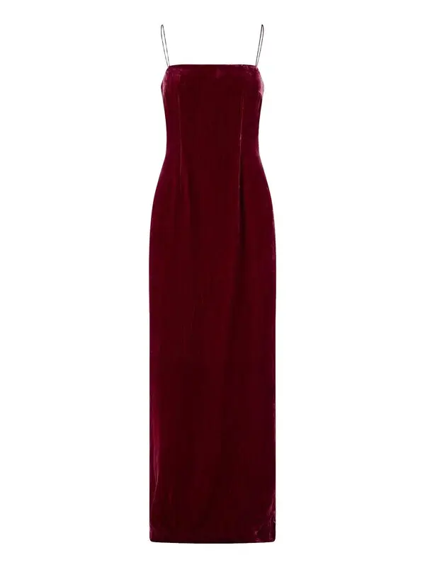 ROTATE BY BIRGER CHRISTENSEN Burgundy Silk Velvet Maxi Dress - Multicolor
