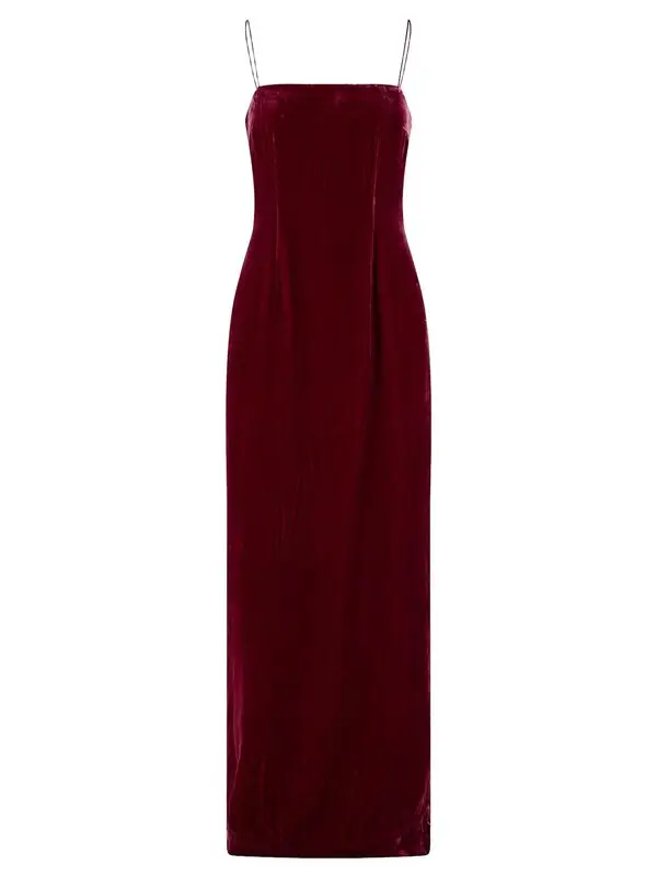 ROTATE BY BIRGER CHRISTENSEN Burgundy Silk Velvet Maxi Dress - Multicolor