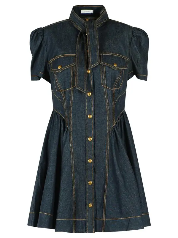 Zimmermann Corset' Navy Denim Dress - Blue