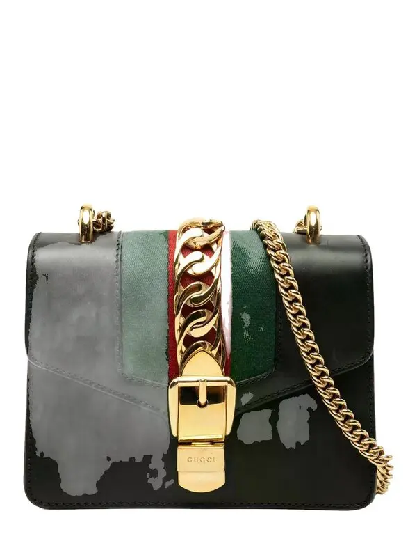 Gucci 2000-2015 Mini Calfskin Web Sylvie Chain Satchel - Black