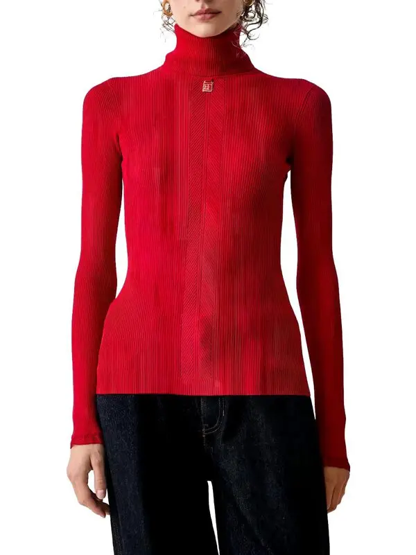 Elisabetta Franchi Ribbed Logo-plaque Top - Red