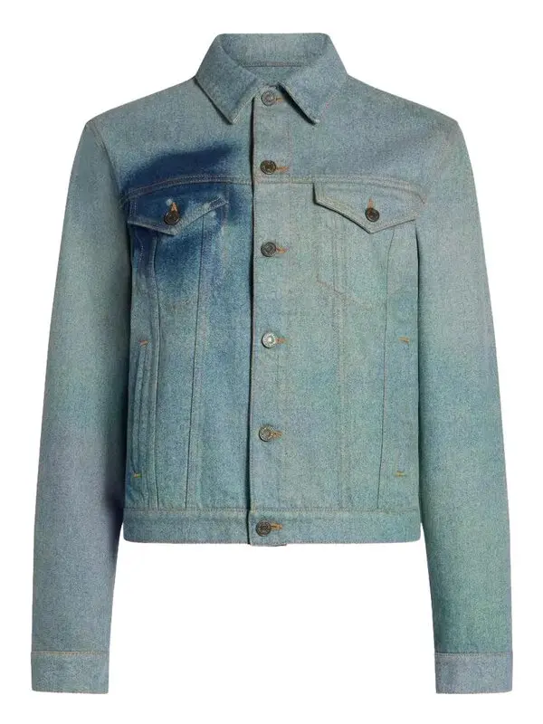 JEAN PAUL GAULTIER Denim Jacket With Face Print - Blue