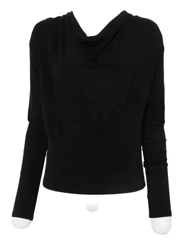 Vince Cowl-neck Long-sleeve Top - Black